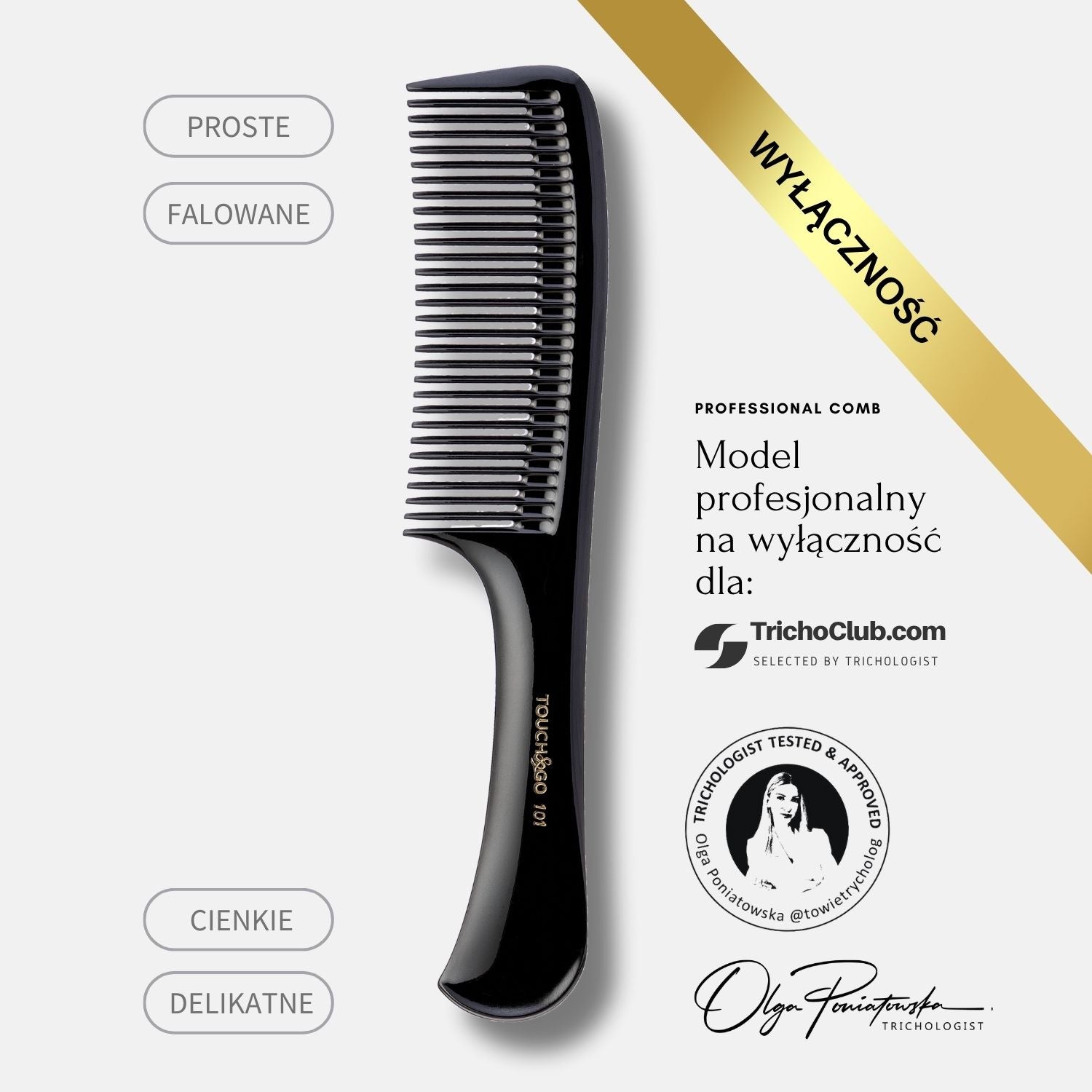 Grzebień Touch&Go 101 do włosów cienkich i delikatnych – TrichoClub